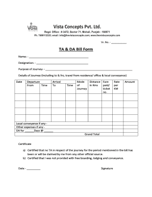 Fillable Online TA & DA Bill Form Fax Email Print - pdfFiller