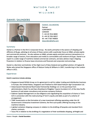 Fillable Online DANIEL SAUNDERS Fax Email Print - pdfFiller