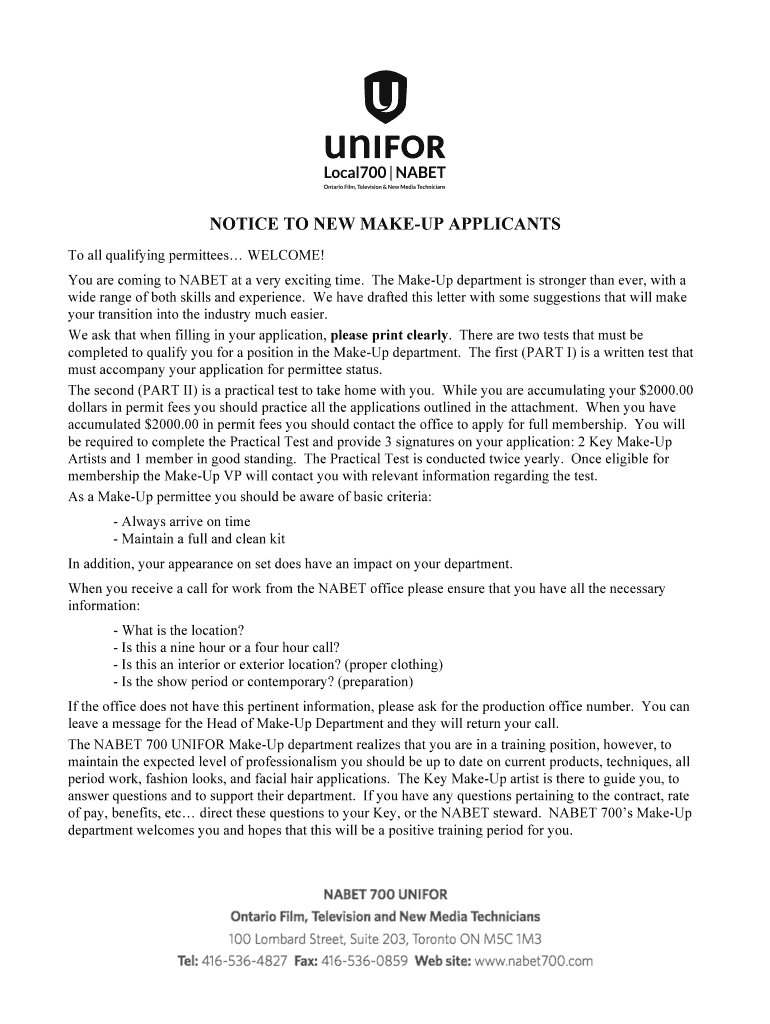 Fillable Online NOTICE TO NEW MAKE-UP APPLICANTS Fax Email Print ...
