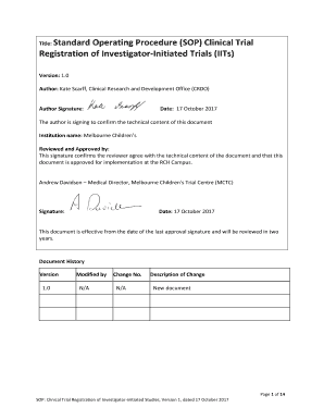 Fillable Online Standard Operating Procedure (SOP) Clinical Trial Fax ...