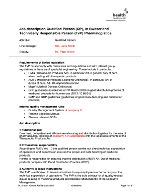 Fillable Online Job description Qualified Person (QP), in Switzerland ...