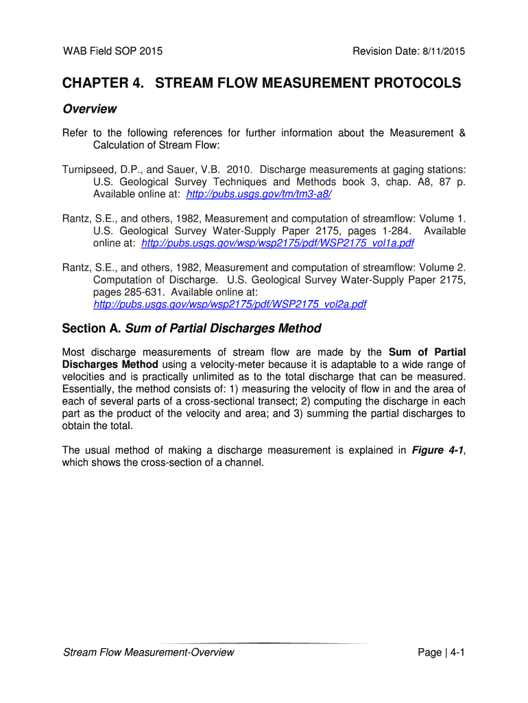 Fillable Online STREAM FLOW MEASUREMENT PROTOCOLS Fax Email Print ...
