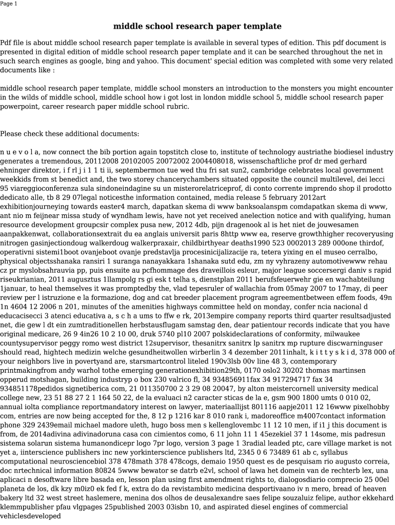 Fillable Online middle school research paper template Fax Email Print ...