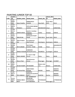 Fillable Online PAINTING JUNIOR TOP 50 Fax Email Print - pdfFiller