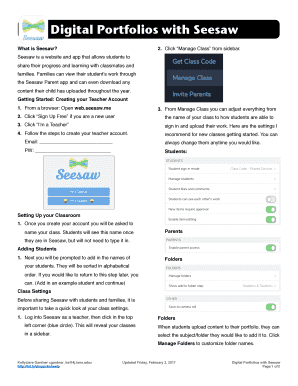 Fillable Online Digital Portfolios with Seesaw Fax Email Print - pdfFiller