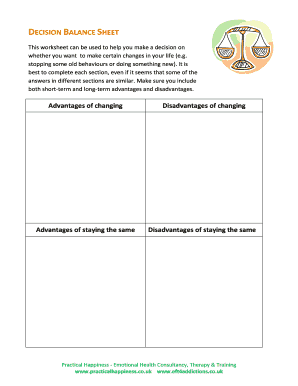 Fillable Online DECISION BALANCE SHEET Fax Email Print - pdfFiller