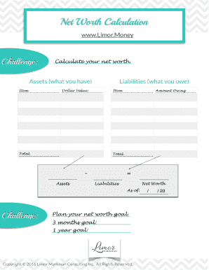 Fillable Online Net Worth Calculation Fax Email Print - pdfFiller