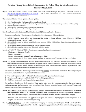 Fillable Online Criminal History Record Check Instructions for Online ...