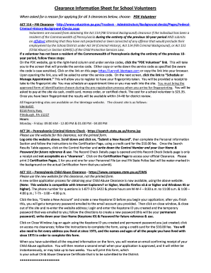 Fillable Online Clearance Information Sheet for School Volunteers Fax Email Print - pdfFiller
