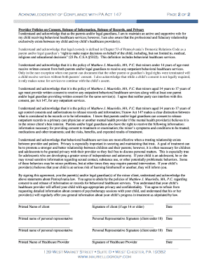 Fillable Online ACKNOWLEDGEMENT OF COMPLIANCE WITH PA ACT 147 Fax Email ...