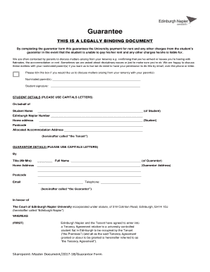 Fillable Online By completing the guarantor form this guarantees the ...