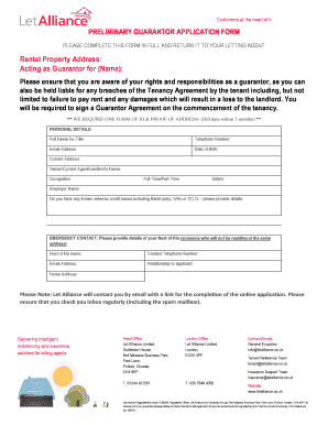 Fillable Online PRELIMINARY GUARANTOR APPLICATION FORM Fax Email Print - pdfFiller