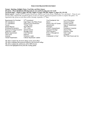 Fillable Online EXECUTIVE BRANCH REVIEW SHEET Fax Email Print - pdfFiller