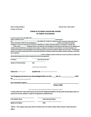 Fillable Online POWER OF ATTORNEY DELEGATING POWERS Fax Email Print - pdfFiller