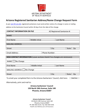 Fillable Online Arizona Registered Sanitarian Address/Name Change ...