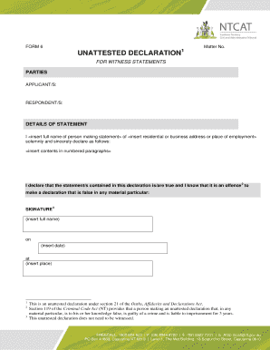 Fillable Online UNATTESTED DECLARATION Fax Email Print - pdfFiller