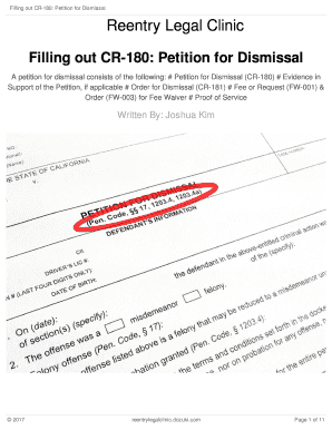 Fillable Online Filling out CR-180: Petition for Dismissal Fax Email ...