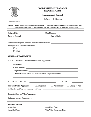 Fillable Online COURT VIDEO APPEARANCE Fax Email Print - pdfFiller