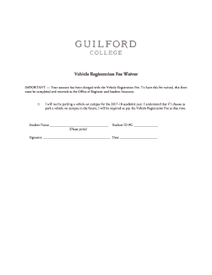 Fillable Online Vehicle Registration Fee Waiver Fax Email Print - pdfFiller