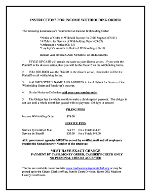 Fillable Online INSTRUCTIONS FOR INCOME WITHHOLDING ORDER Fax Email ...