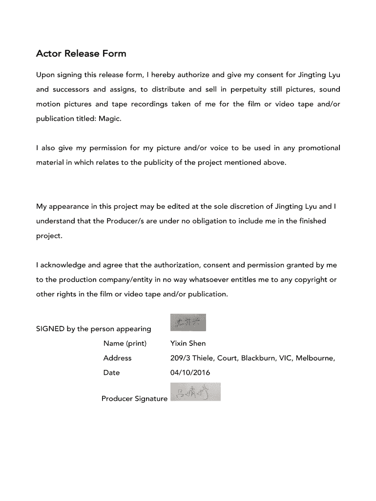 Fillable Online Upon signing this release form, I hereby authorize and ...