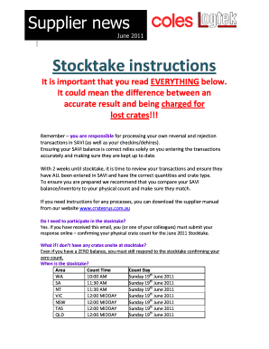 Fillable Online Stocktake instructions Fax Email Print - pdfFiller