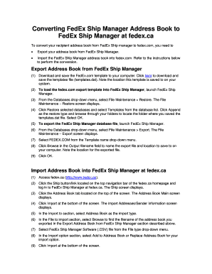 Fillable Online Converting FedEx Ship Manager Address Book to Fax Email Print - pdfFiller