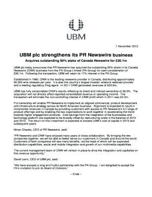 Fillable Online UBM plc strengthens its PR Newswire business Fax Email ...