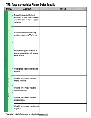Fillable Online TIPS: Texas Implementation Planning System Template Fax ...