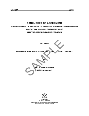 Fillable Online PANEL DEED OF AGREEMENT Fax Email Print - pdfFiller