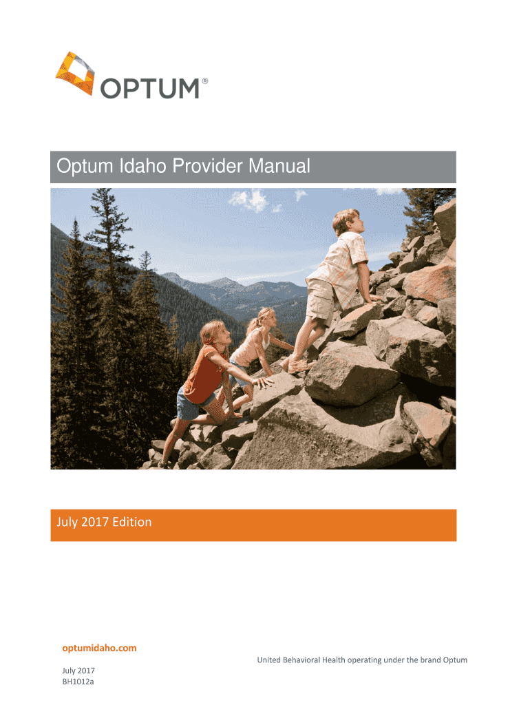 Fillable Online Optum Idaho Provider Manual Fax Email Print - pdfFiller