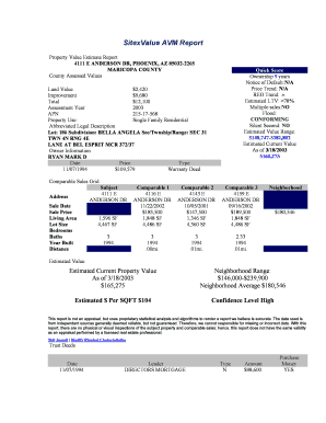 Fillable Online SitexValue AVM Report Fax Email Print - pdfFiller