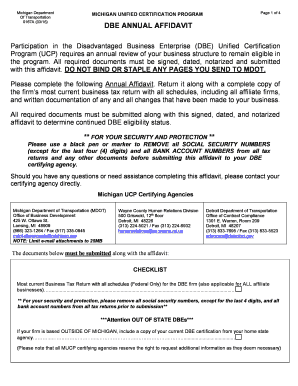 Fillable Online DBE ANNUAL AFFIDAVIT Fax Email Print - pdfFiller