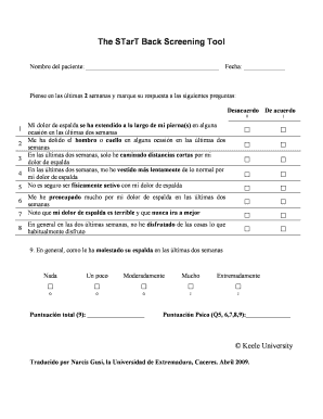 Fillable Online The STarT Back Screening Tool Fax Email Print - pdfFiller