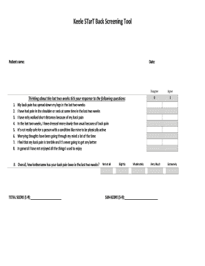 Fillable Online Keele STarT Back Screening Tool Fax Email Print - pdfFiller