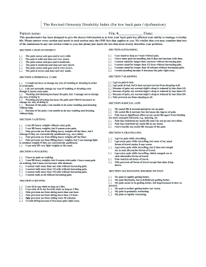 Fillable Online The Revised Oswestry Disability Index (for low back ...