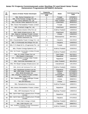 Fillable Online Solar PV Projects Commissioned under Rooftop PV and ...