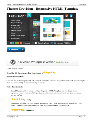 Fillable Online Theme: Crevision - Responsive HTML Template Fax Email ...