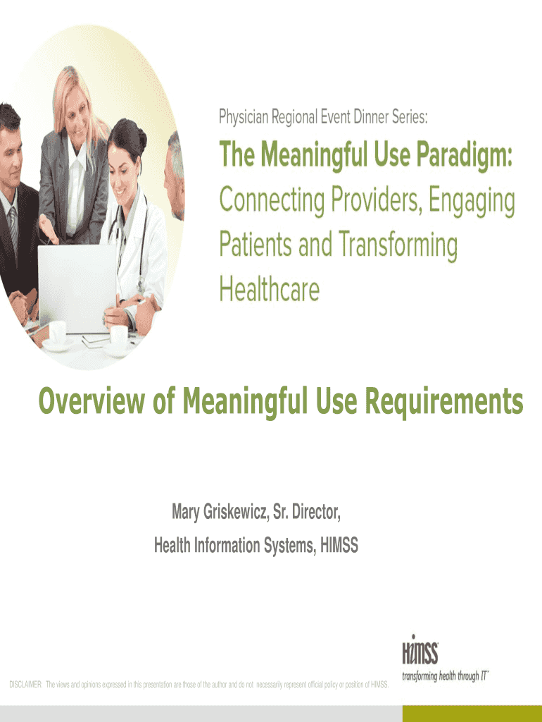 Fillable Online Overview of Meaningful Use Requirements Fax Email Print ...