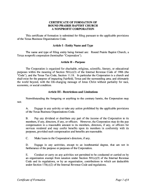 Fillable Online CERTIFICATE OF FORMATION OF Fax Email Print - pdfFiller