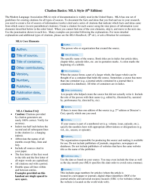 Fillable Online Citation Basics: MLA Style (8th Edition) Fax Email ...