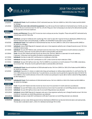 Fillable Online 2018 TAX CALENDAR Fax Email Print - pdfFiller