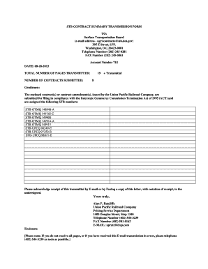 Fillable Online STB CONTRACT SUMMARY TRANSMISSION FORM Fax Email Print - pdfFiller