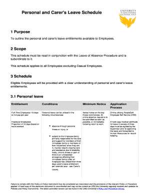 Fillable Online Personal and Carer's Leave Schedule Fax Email Print ...