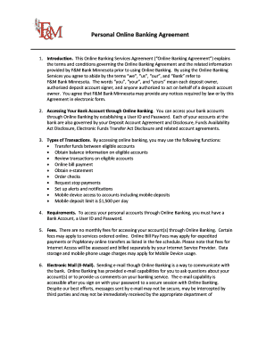 Fillable Online This Online Banking Services Agreement (Online Banking ...