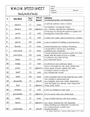 Fillable Online SPEED SHEET Fax Email Print - pdfFiller