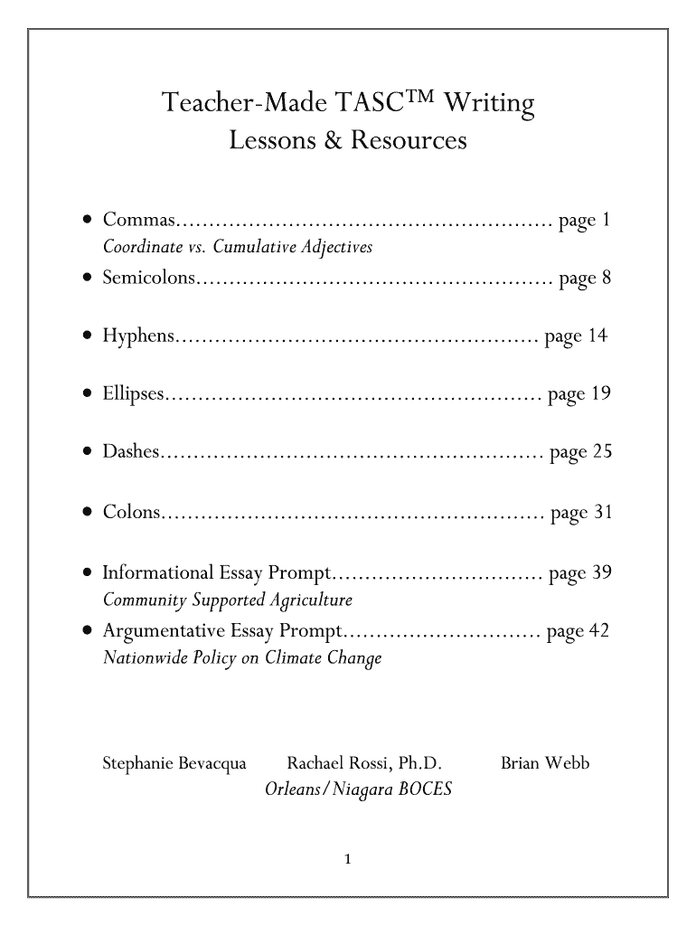 Fillable Online Teacher-Made TASC Writing Fax Email Print - pdfFiller