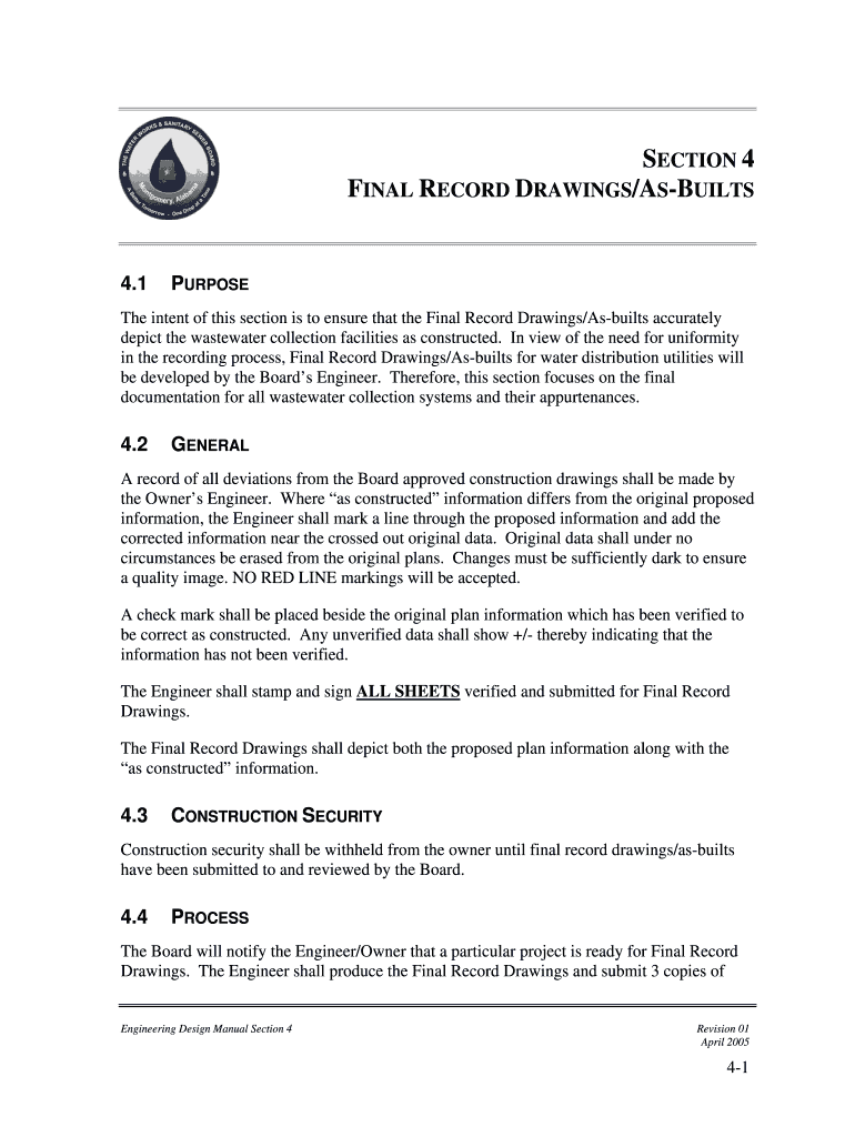 Fillable Online FINAL RECORD DRAWINGS/AS-BUILTS Fax Email Print - pdfFiller