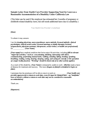Fillable Online Sample Letter from Health Care Provider Supporting Need ...