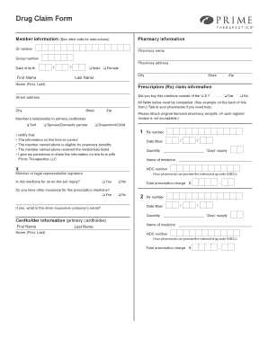 Fillable Online Prescription (Rx) claim information Fax Email Print ...